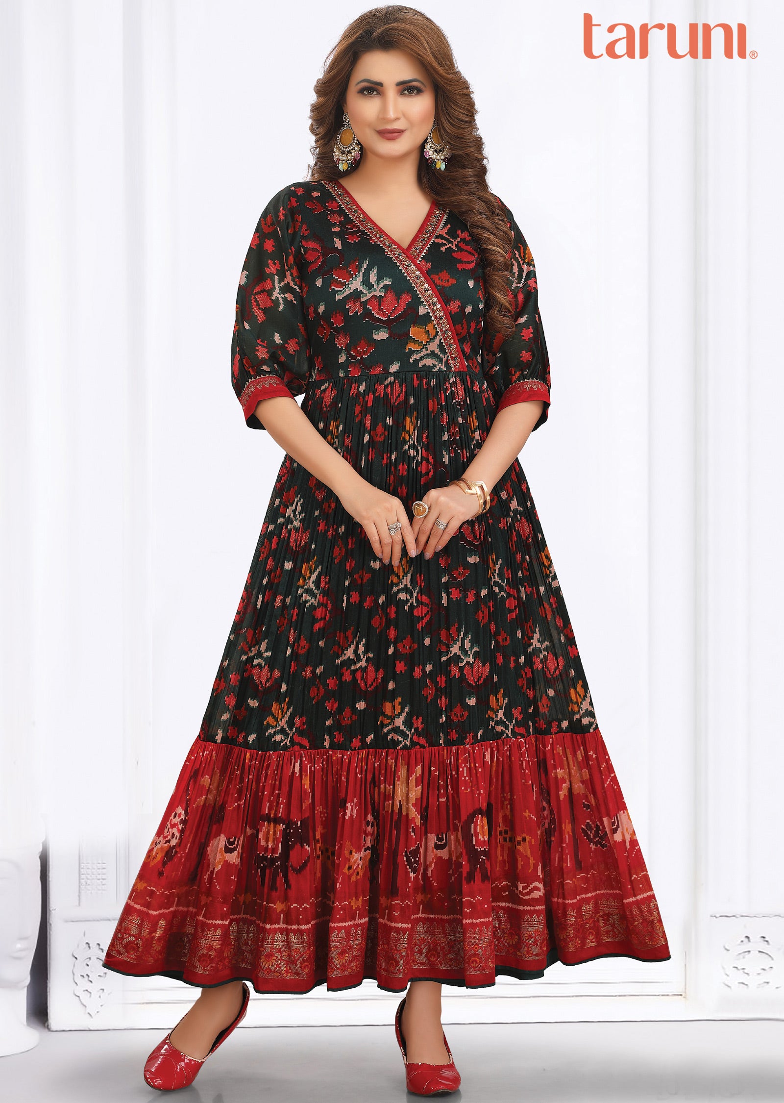 Dark Green Silk Kurti Full Length