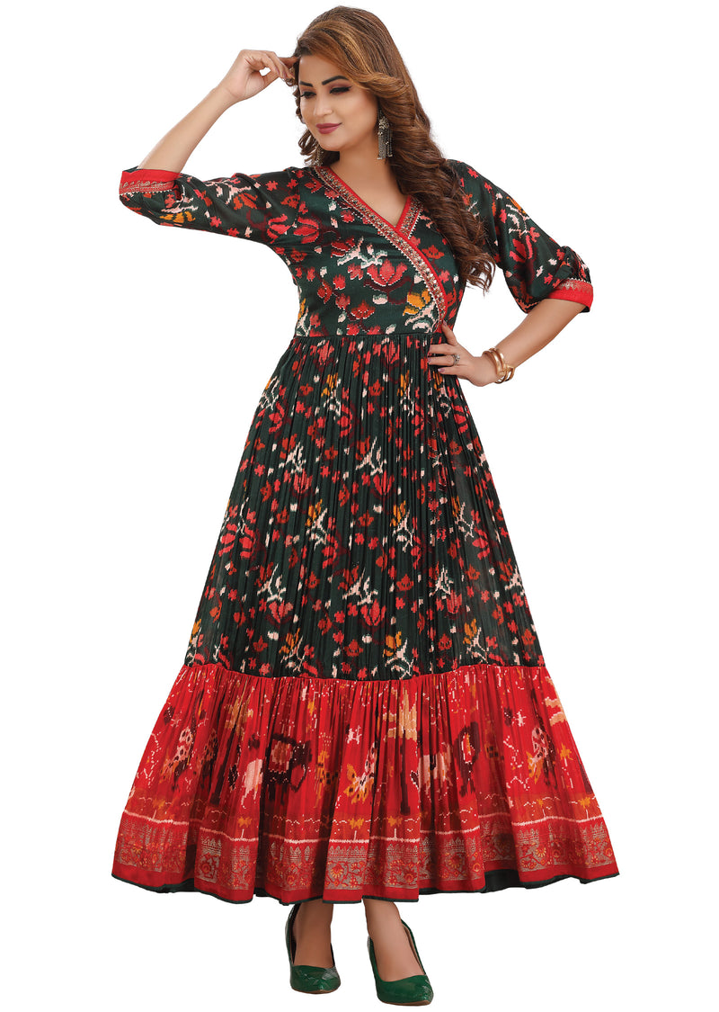 Dark Green Silk Kurti Full Length