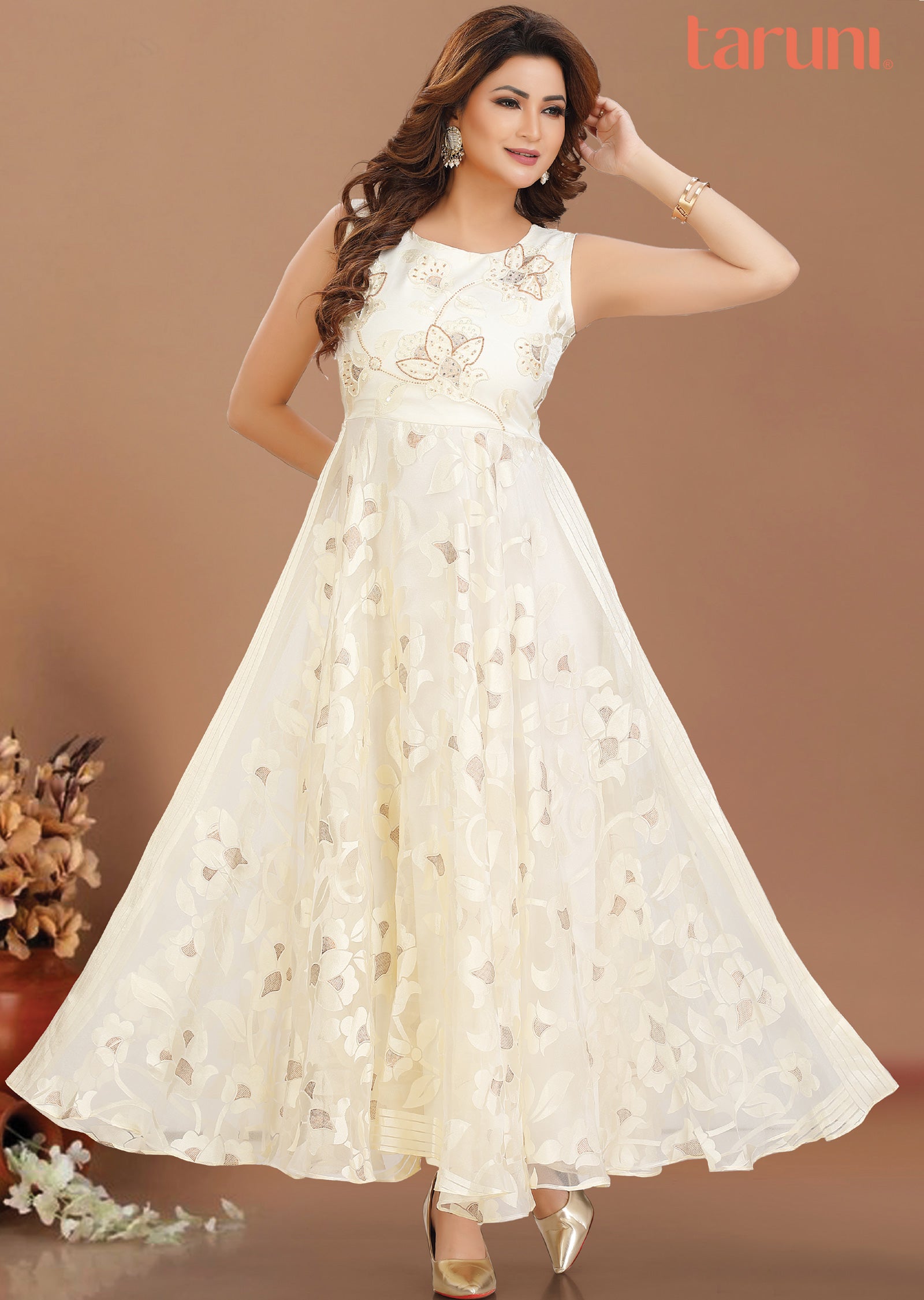 Cream Brasso Long Dress